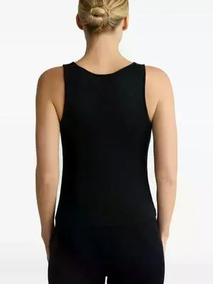St. John Ribbed Knit Tank Top With Logo Detail - Black