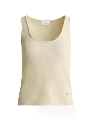 St. John Silk Knit Scoop Neck Sleeveless Top - Neutrals