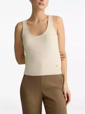 St. John Silk Knit Scoop Neck Sleeveless Top - Neutrals