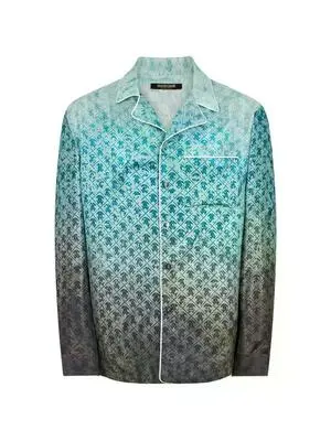 Roberto Cavalli Monogram-pattern Silk Shirt - Blue