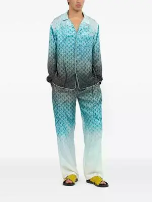 Roberto Cavalli Monogram-pattern Silk Shirt - Blue