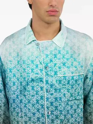 Roberto Cavalli Monogram-pattern Silk Shirt - Blue