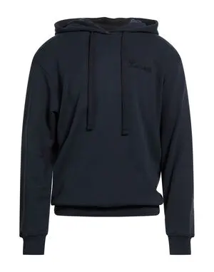 LANEUS Cotton Terry Embroidered Logo Hoodie - Blue