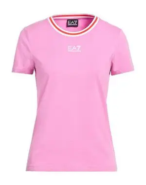 EA7 Cotton T-shirt With Logo Detail - Pink