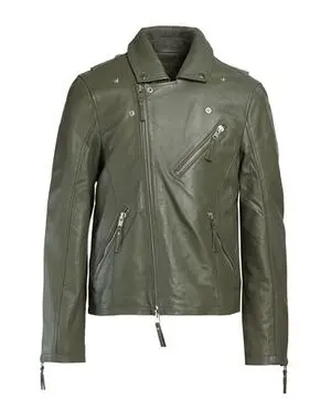 Bolongaro Trevor Sheepskin Biker Jacket - Green