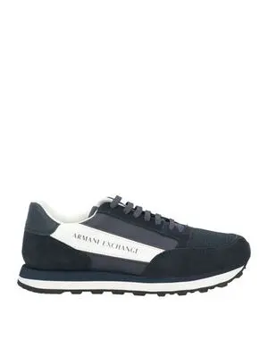 Armani Exchange Sneakers Deep Teal Size Cow Leather, Polyamide, Polyester, Polyurethane - Navy