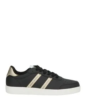 Armani Exchange Low Top Sneakers With Metallic Detail - Black