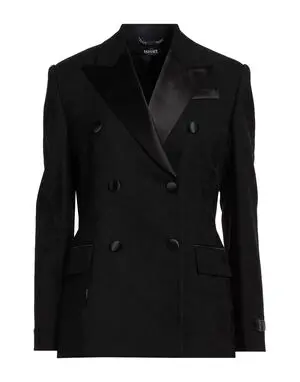 Versace Double-breasted Blazer In Wool With Jacquard Pattern And Satin Trims