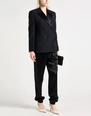 Versace Double-breasted Blazer In Wool With Jacquard Pattern And Satin Trims