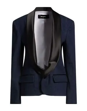 Dsquared2 Single-breasted Two-tone Denim Blazer With Satin Trims