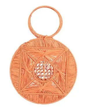 High Natural Raffia Handbag - Orange