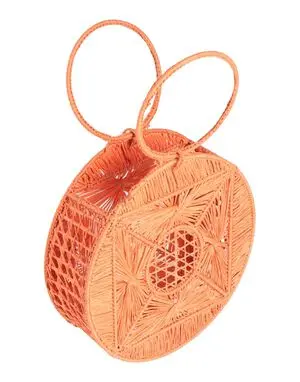 High Natural Raffia Handbag - Orange