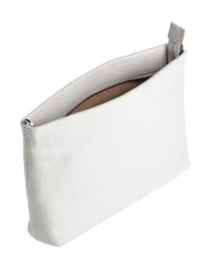 GIANNI CHIARINI Pebbled Leather Crossbody Bag With Detachable Strap - Light Grey