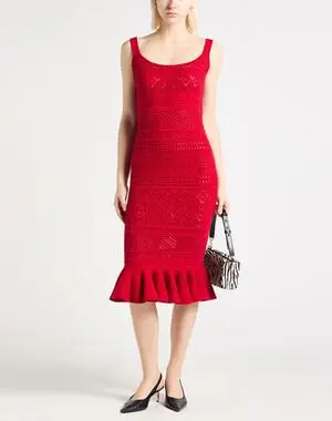 DES_PHEMMES Knitted Bodycon Midi Dress - Red