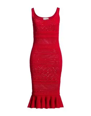 DES_PHEMMES Knitted Bodycon Midi Dress - Red