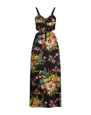 Antik Batik Floral Print Cotton Maxi Dress With Open Back - Black