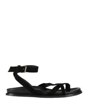 Ba&sh Leather Thong Gladiator Sandals - Black