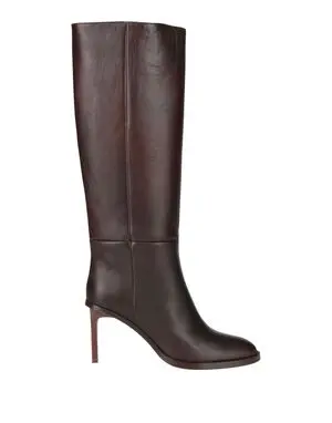 Ba&sh Chocolate Leather Stiletto Boots