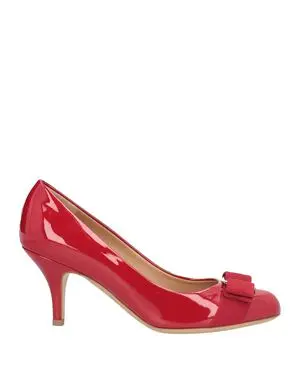 FERRAGAMO Glossed Leather Pumps With Bow Detailing