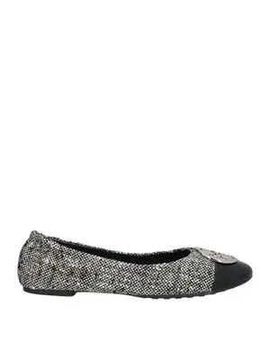 Tory Burch Twill Ballet Flats With Leather Lining And Patent Leather Trim