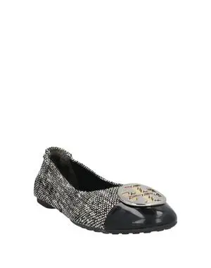 Tory Burch Twill Ballet Flats With Leather Lining And Patent Leather Trim