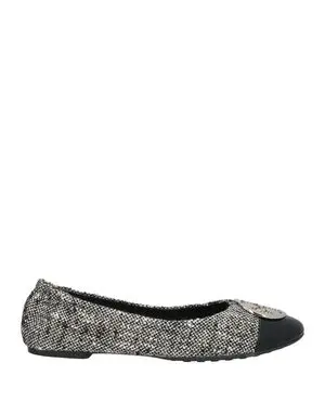 Tory Burch Twill Ballet Flats With Leather Lining And Patent Leather Trim