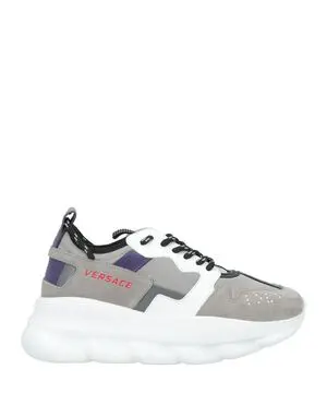 Versace Chunky Sneakers With Suede And Mesh Detailing - Grey