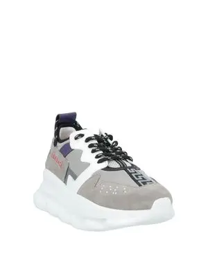 Versace Chunky Sneakers With Suede And Mesh Detailing - Grey