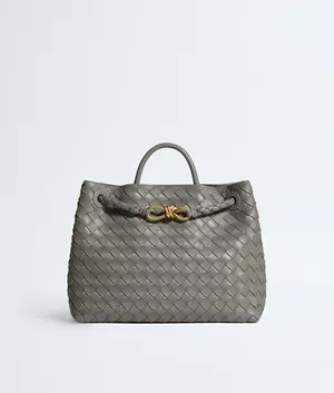 Bottega Veneta Intrecciato Leather Andiamo Top Handle Bag - Basalt