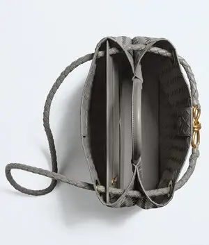 Bottega Veneta Intrecciato Leather Andiamo Top Handle Bag - Basalt