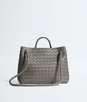 Bottega Veneta Intrecciato Leather Andiamo Top Handle Bag - Basalt