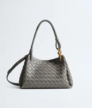 Bottega Veneta Intrecciato Leather Shoulder Bag - Basalt