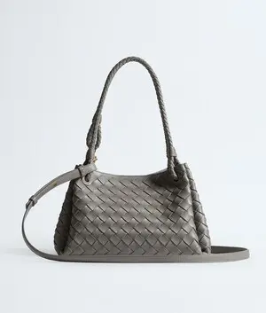Bottega Veneta Intrecciato Leather Shoulder Bag - Basalt