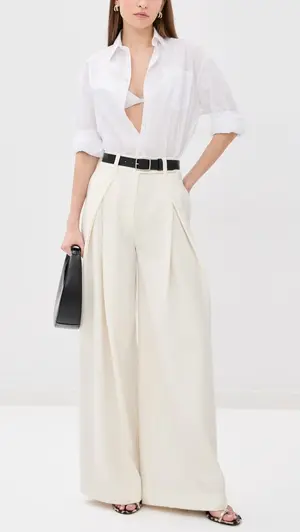 FAVORITE DAUGHTER Pleated Suiting Trousers - Ivory