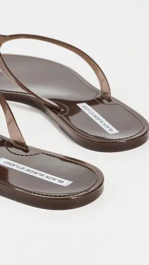 BLACK SUEDE STUDIO Crystal Jelly Flip Flops - Chestnut