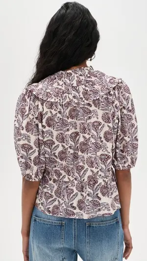 Ulla Johnson Elvie Short Sleeve Cotton Top - Meadow