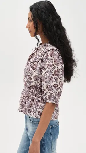 Ulla Johnson Elvie Short Sleeve Cotton Top - Meadow