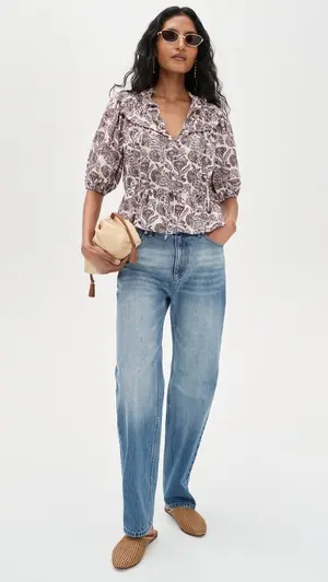 Ulla Johnson Elvie Short Sleeve Cotton Top - Meadow