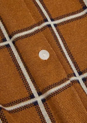 Guest In Residence Picnic Plaid Silk And Linen-blend Shirt - Brown