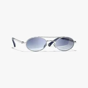 Chanel Oval Sunglasses - Silver