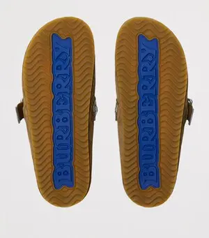 Burberry Suede Check-trim Urchin Clogs
