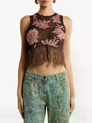 Etro Jacquard Crop Top With Fringing