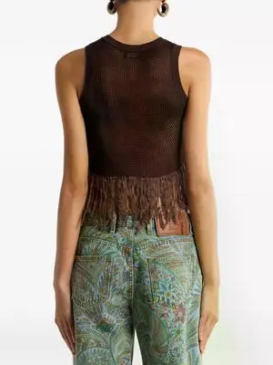 Etro Jacquard Crop Top With Fringing