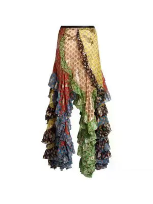 Etro Asymmetric Skirt With Floral And Paisley Print