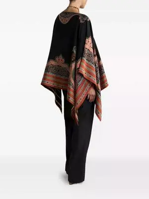 Etro Silk-blend Poncho Top With Fil-coupé Embroidery