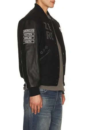 PLEASURES X Zero Skateboards Varsity Jacket