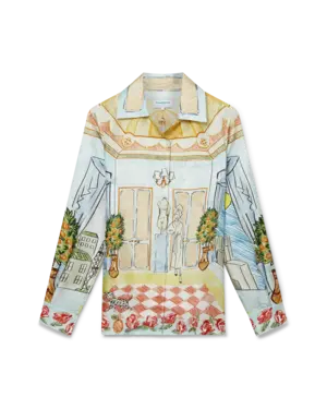 Casablanca L'appartement De Reve Cuban Collar Long Sleeve Silk Shirt - Multicolor