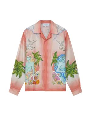 Casablanca Paix Et Amour Tennis Club Printed Silk Shirt - Multicolor