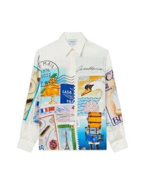 Casablanca Souvenirs De Vacances Long Sleeve Silk Shirt - Multicolor