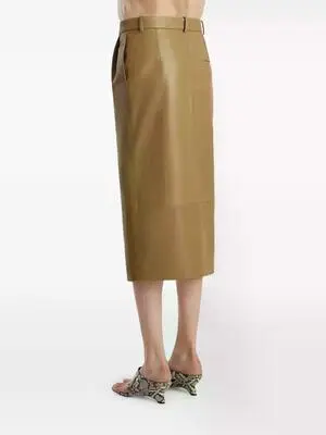 Khaite Lambskin Pencil Skirt - Brown